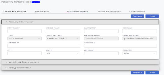 Entering Primary Information